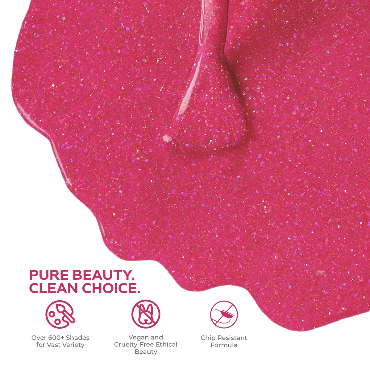 High-Gloss Ruby Red Gel Polish - 15ml | Glitter Pink Nail Polish Gel